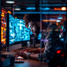 Free Digital Night Shift Image - Technology, Cybersecurity, Workspace ...