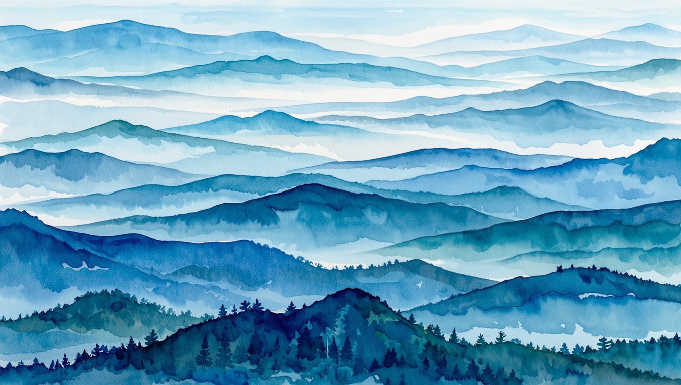 Free Misty Mountain Layers Photo - Watercolor, Cyan, Mist | Download at StockCake