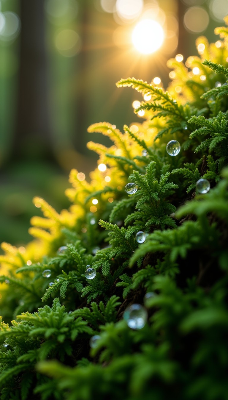Free Dewy Moss Glow Image - Dewdrops, Moss, Macro | Download at StockCake