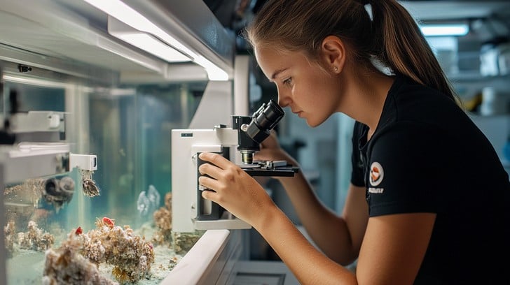 Free Scientist examining coral Image - Research, Microscope, Scientist ...