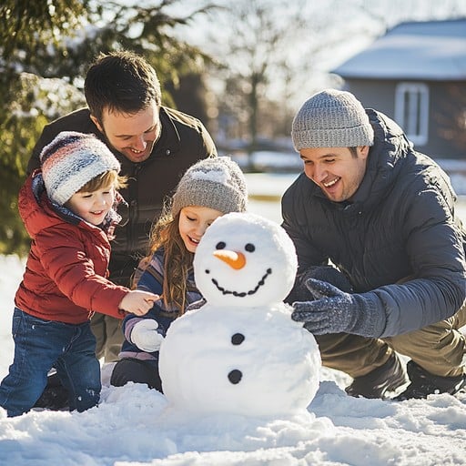 Free Family Building Snowman Image - Winter, Family, Snowman | Download ...
