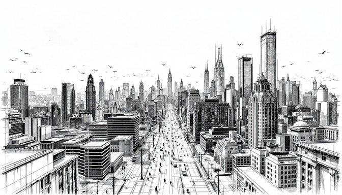 Free Urban Skyline Sketch Image - Architectural, Sketch, Graphite ...