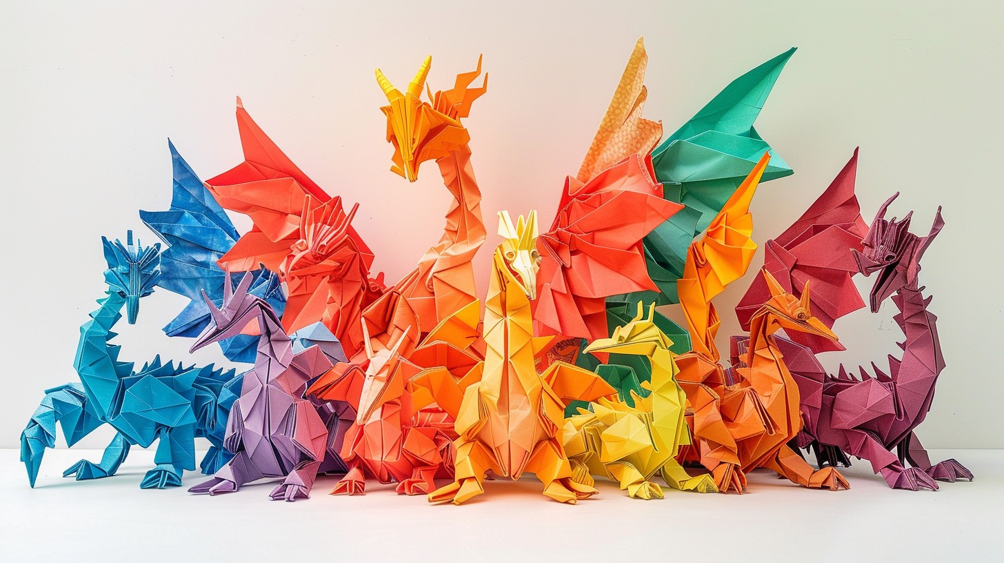 Free Colorful Origami Dragons Image - Origami, Dragons, Colorful ...