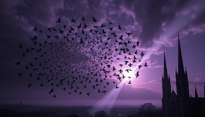 Free Purple Twilight Murmuration Image Download At Stockcake