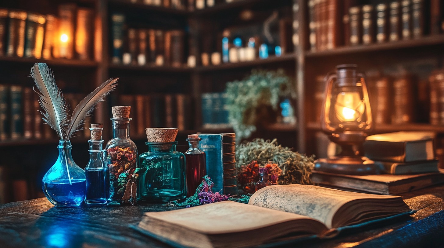 Free Mystical alchemy library Image - Alchemy, Library, Bottles ...