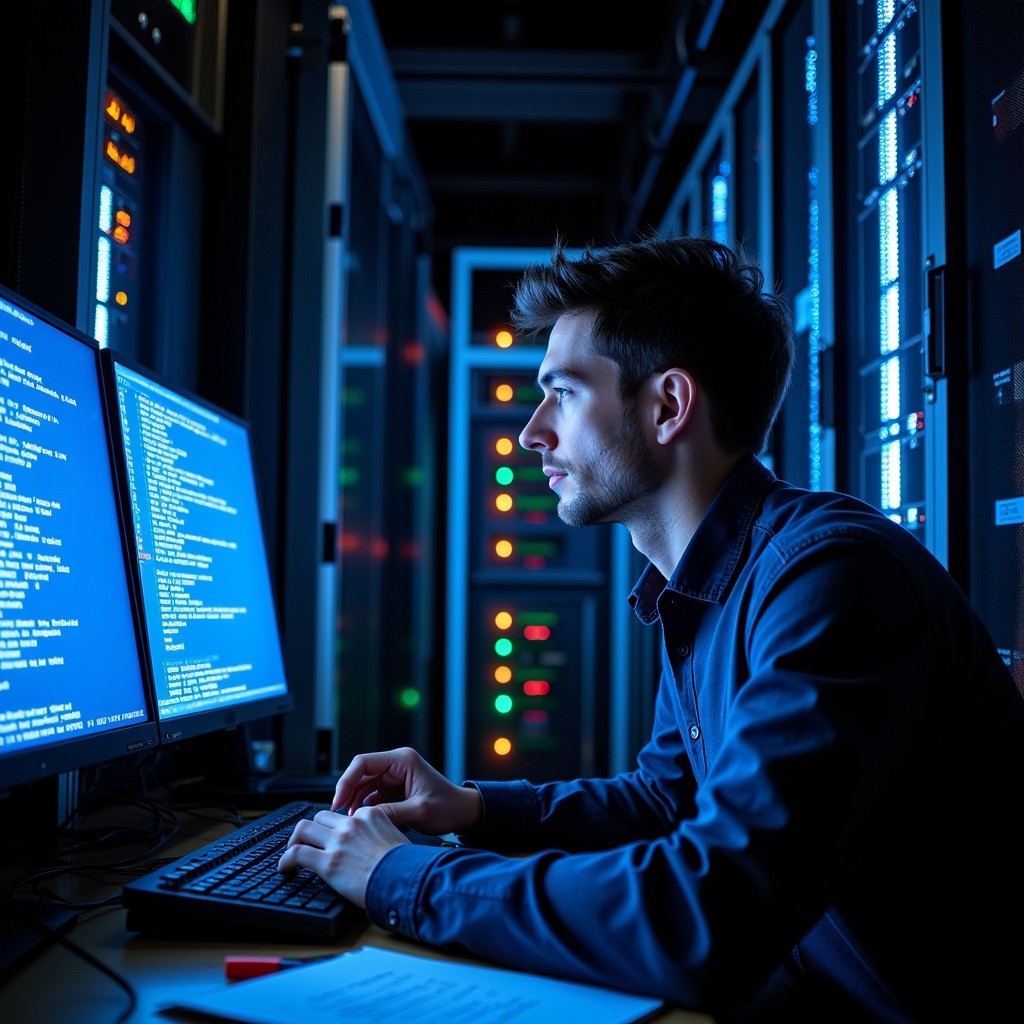 Free Datacenter Night Shift Image - Technician, Datacenter, Servers ...