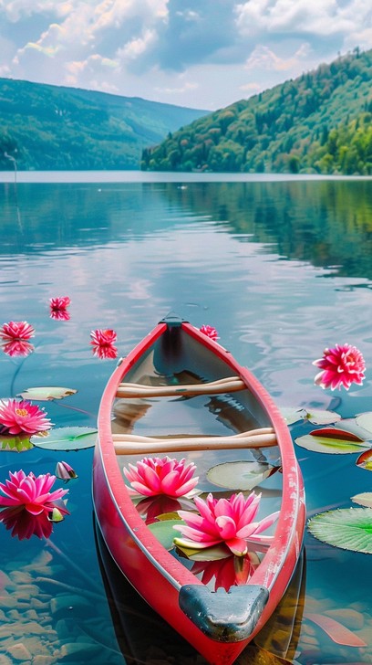 Free Serene Lake Canoe Image - Lake, Canoe, Water Lilies | Download at ...