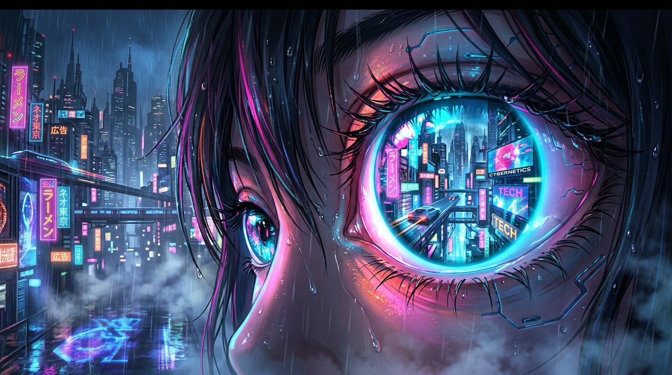 Free Neon Eyes Reflecting Image - Cyberpunk, Anime, Neon | Download at ...