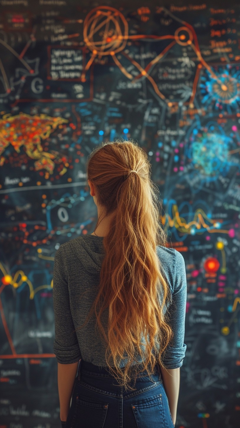 Free Analyzing Complex Theories Image - Woman, Blackboard, Equations ...