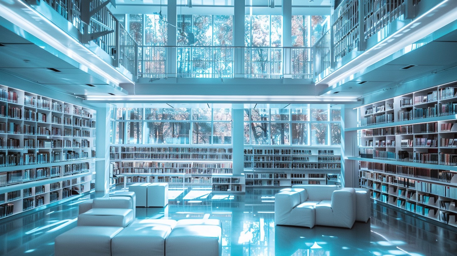 Free Futuristic library interior Image - Library, Books, Modern ...
