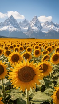 Free Sunflowers Meet Mountains Image - Sunflowers, Mountains, Snow ...