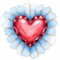 Free Radiant Jeweled Heart Image - Heart, Watercolor, Jewel | Download ...
