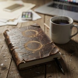 Free Writer's Daily Grind Image - Notebook, Leather, Coffee | Download ...