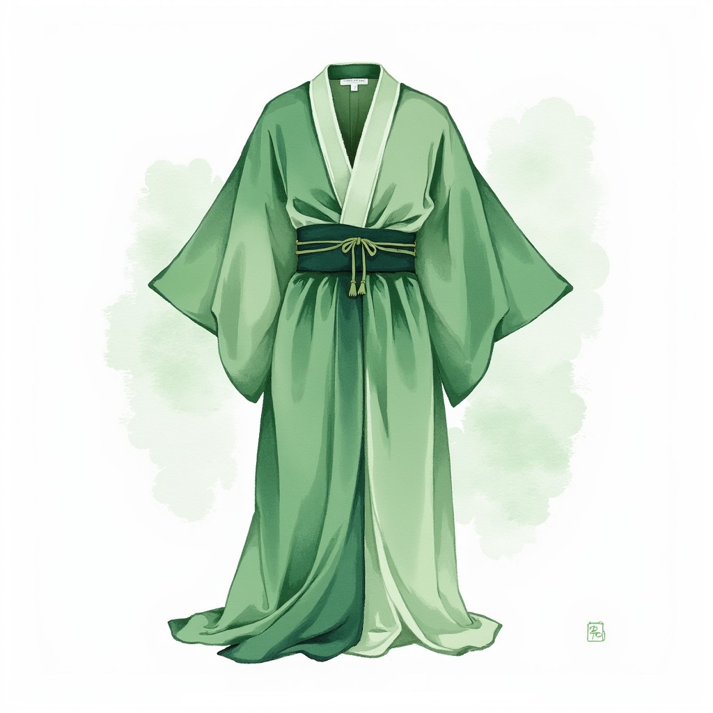 Free Elegant Green Kimono Image - Kimono, Green, Watercolor | Download ...
