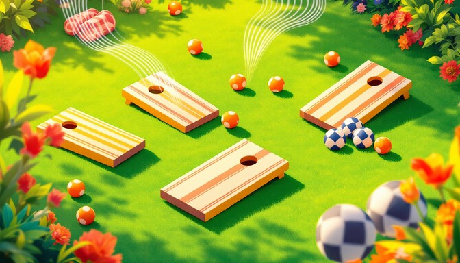 Free Backyard Games Illustration Image - Cornhole, Bocce, Croquet ...