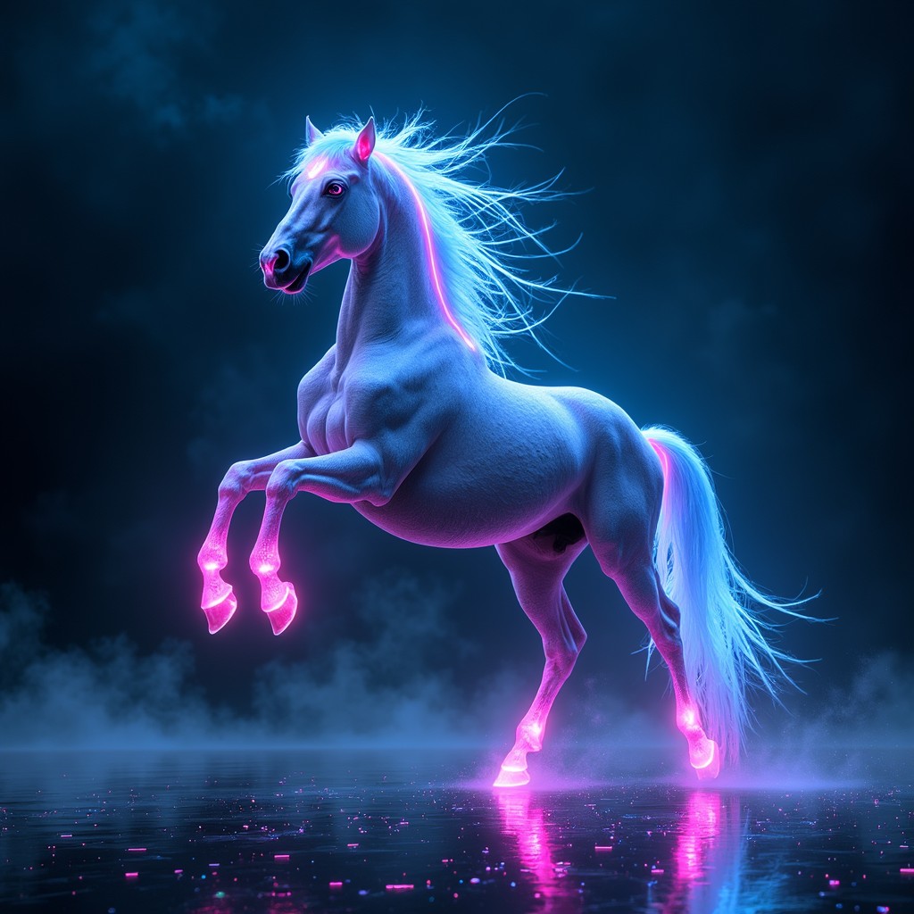 Free Neon Equine Leap Image - Horse, Neon, Holographic | Download at ...