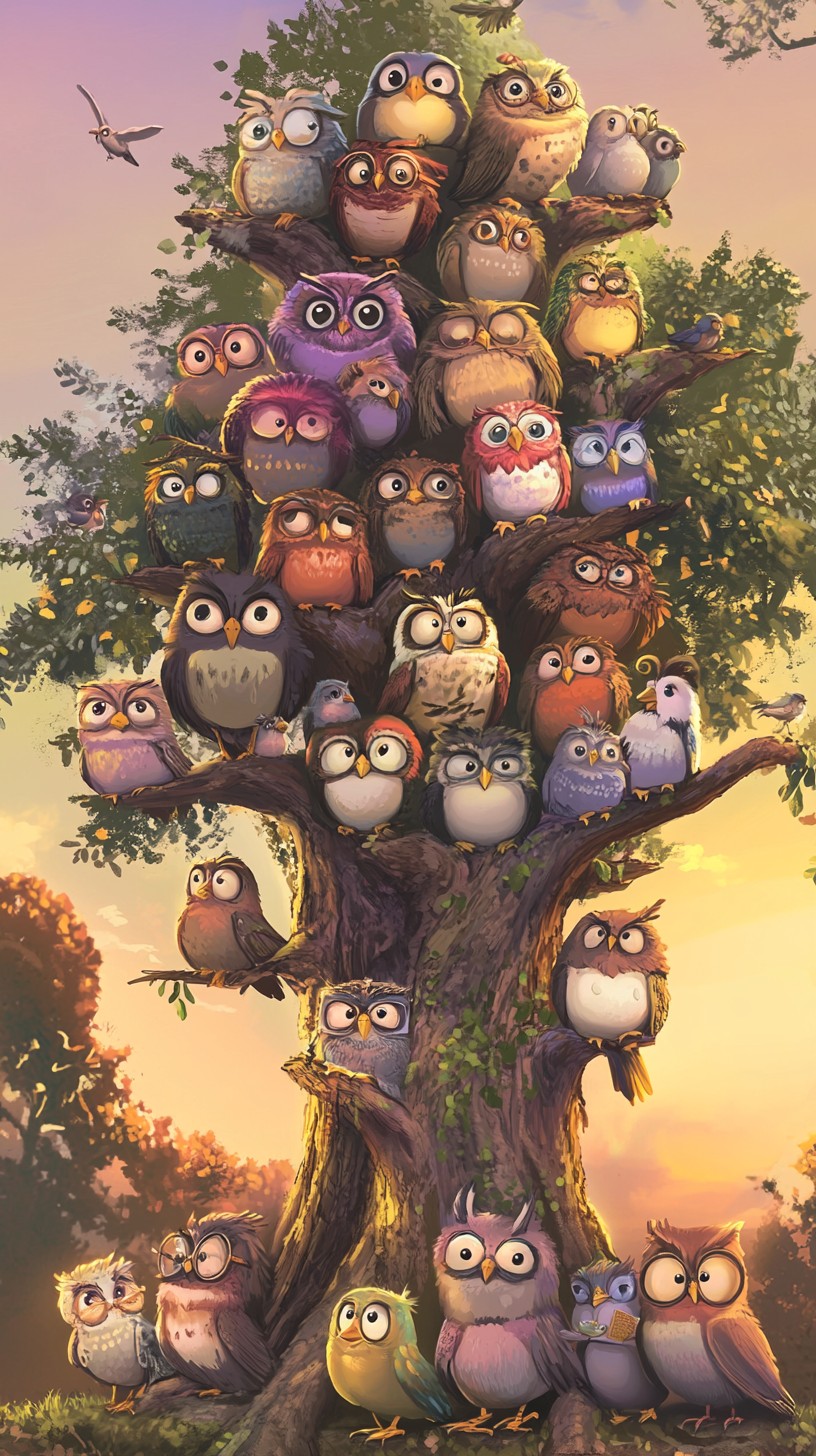 Free Owls in Tree Photo - Owls, Tree, Sunset | Download at StockCake