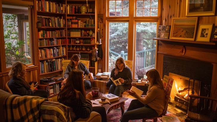 Free Cozy reading group Image - Reading, Fireplace, Books | Download at ...