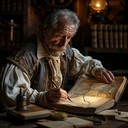 Free Cartographer Drawing Map Image Elderly Cartographer Map