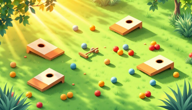 Free Backyard Games Illustration Image - Cornhole, Bocce, Croquet ...