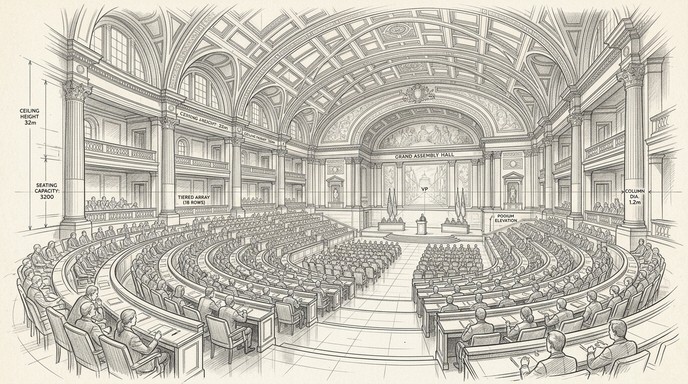 Free Grand Assembly Chamber Image - Architecture, Sketch, Graphite ...