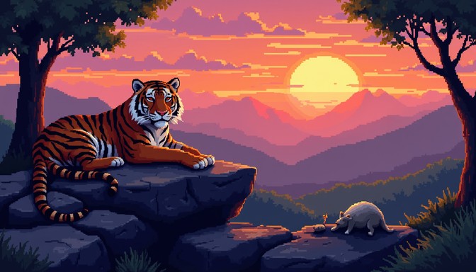 Free Twilight Guardian Tiger Image Tiger Sunset Pixel Download At