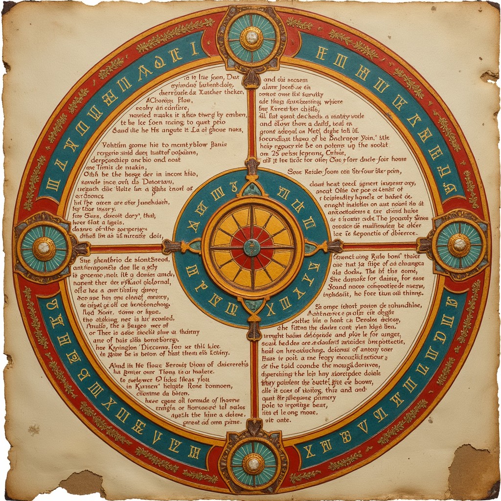 Free Illuminated Knowledge Wheel Image - Manuscript, Ancient, Circular ...