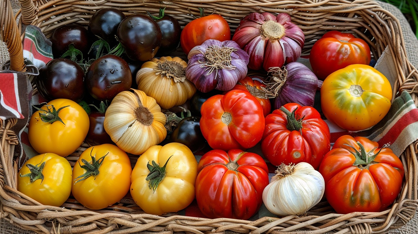 Free Colorful Heirloom Produce Image - Tomatoes, Garlic, Heirloom ...