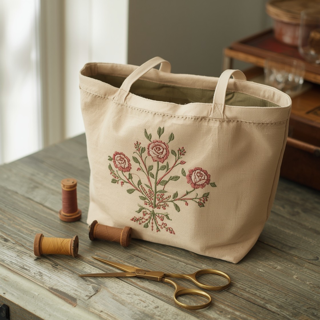 Free Handcrafted Floral Tote Image - Embroidery, Tote, Vintage ...
