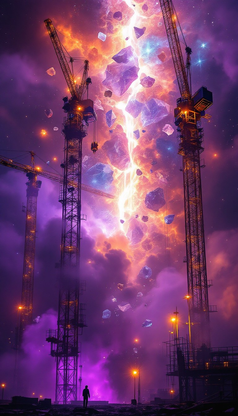 Free Cosmic Construction Site Image - Cranes, Construction, Crystals ...