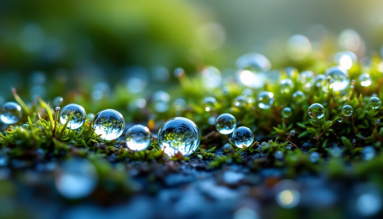 Free Dewy Moss Jewels Image - Dewdrops, Moss, Macro | Download at StockCake