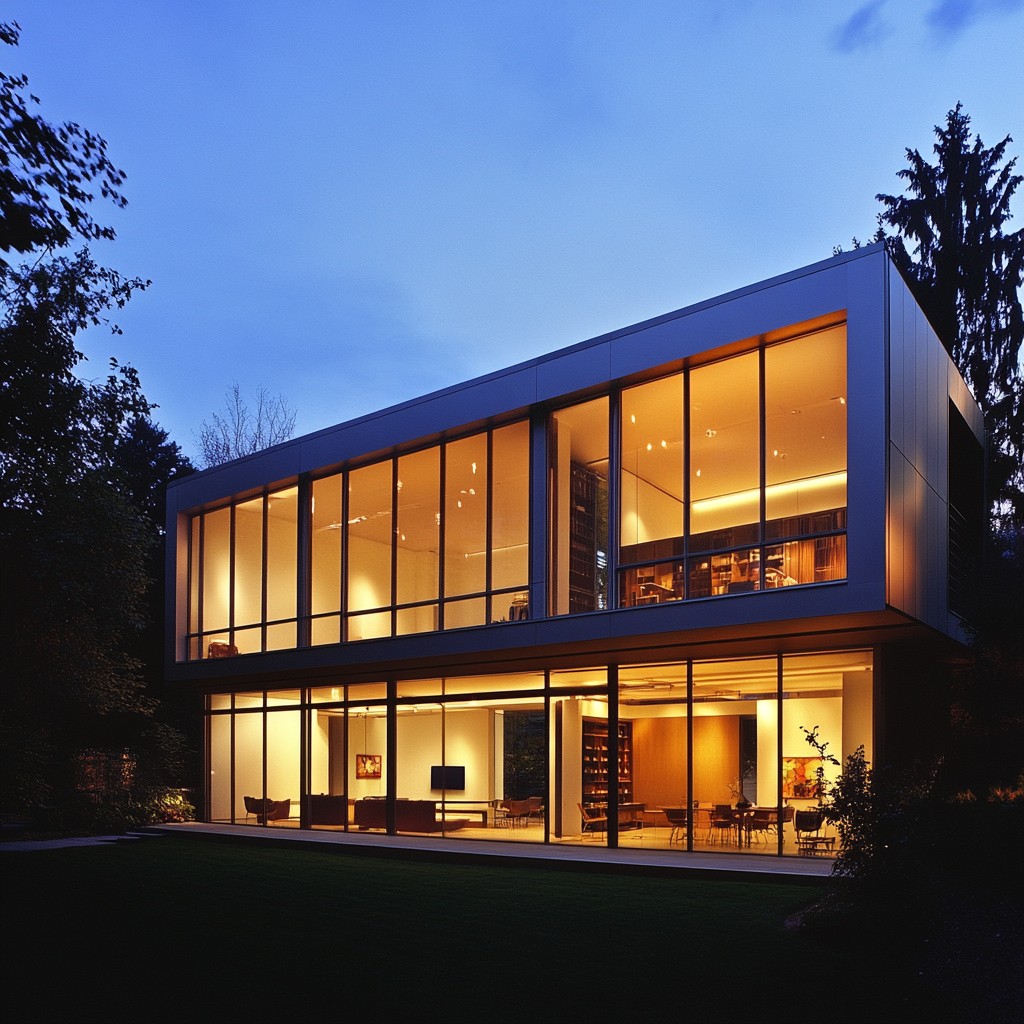 Free Modern illuminated home Image - Architecture, Modern, Evening ...