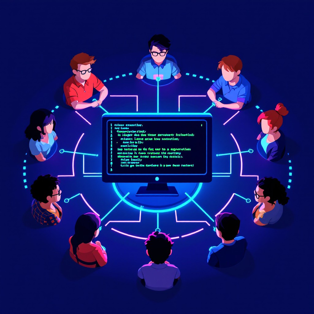 Free Developers Unite Digitally Image - Pixel, Cyberpunk, Code | Download at StockCake