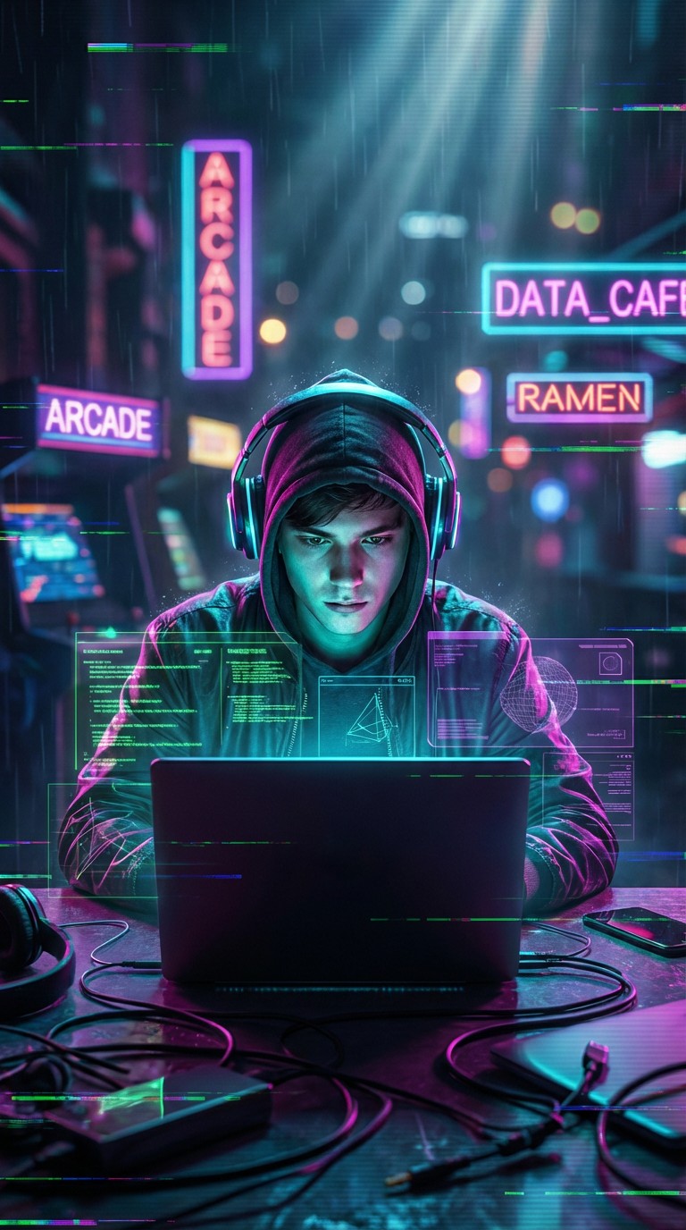 Free Neon Coding Session Image Cyberpunk Neon Student Download At