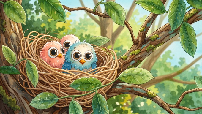 Free Cozy Woodland Nursery Image - Nest, Birds, Baby | Download at ...