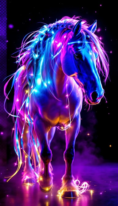 Neon Purple Horse Wallpaper