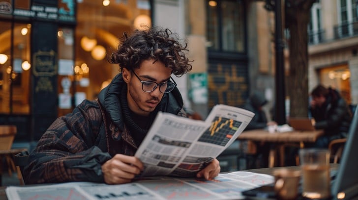 Free Man Reading Newspaper Image - Young, Man, Reading | Download at ...