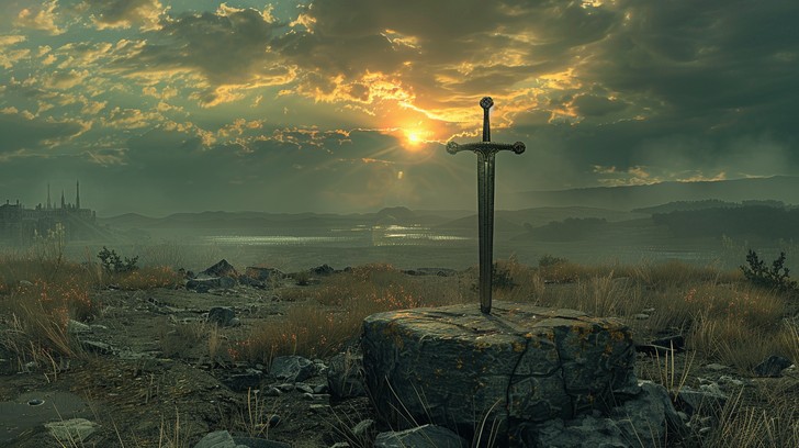 Free Sunset Sword Scene Image - Medieval, Sword, Sunset | Download at StockCake