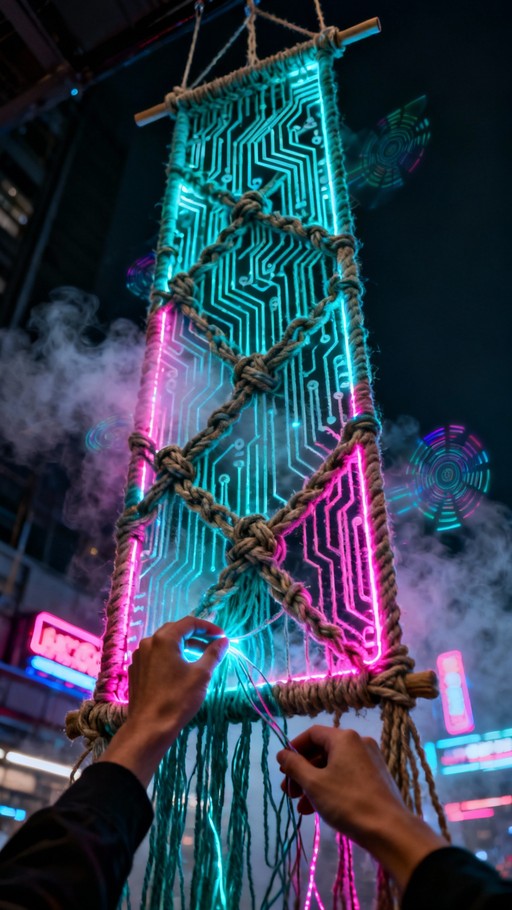 Free Luminous Knotwork Portal Image - Macramé, Cyberpunk, Fiber ...