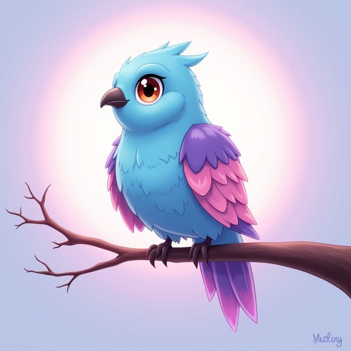Free Vibrant Fantasy Bird Image - Bird, Anime, Cyan | Download at StockCake