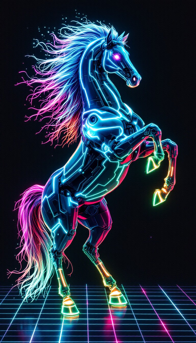 Free Neon Horse Rising Image - Cyberpunk, Synthwave, Neon | Download at ...
