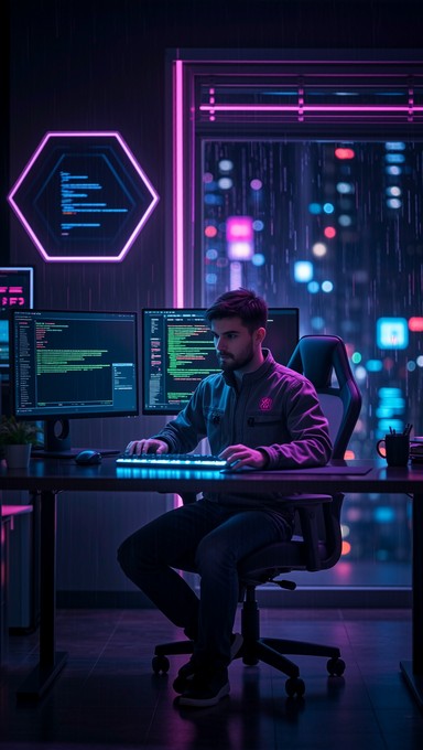 Free Cyberpunk Coding Session Photo Cyberpunk Neon Futuristic