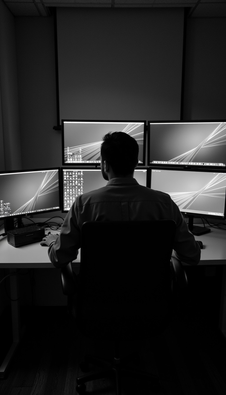 Free Digital Night Shift Image - Focused, Workspace, Monitors ...