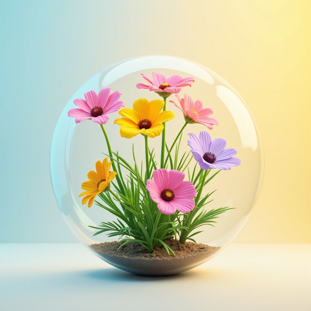 Free Floating Floral Sphere Image - Terrarium, Flowers, 3d | Download ...