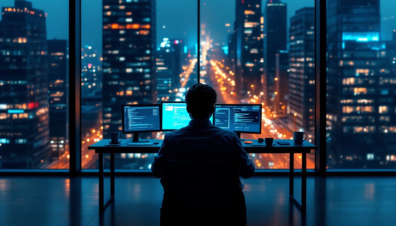 Free Midnight Digital Warrior Image - Nightwork, Cityscape, Office ...