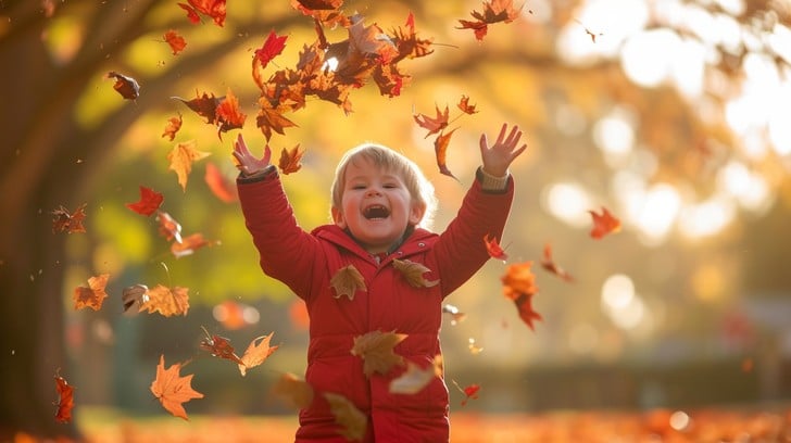 Free Joyful Autumn Play Image - Autumn, Child, Leaves | Download at ...