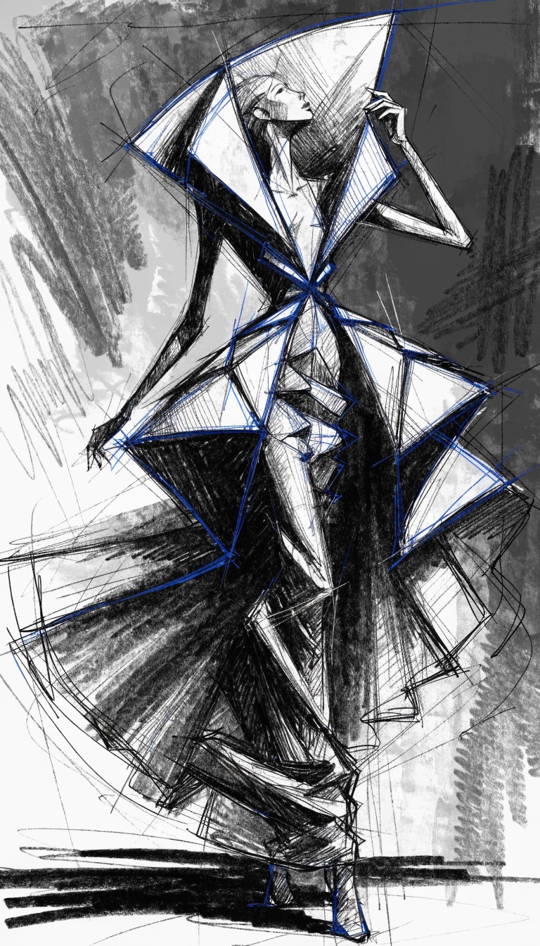Free Geometric Fashion Sketch Image - Fashion, Sketch, Illustration ...