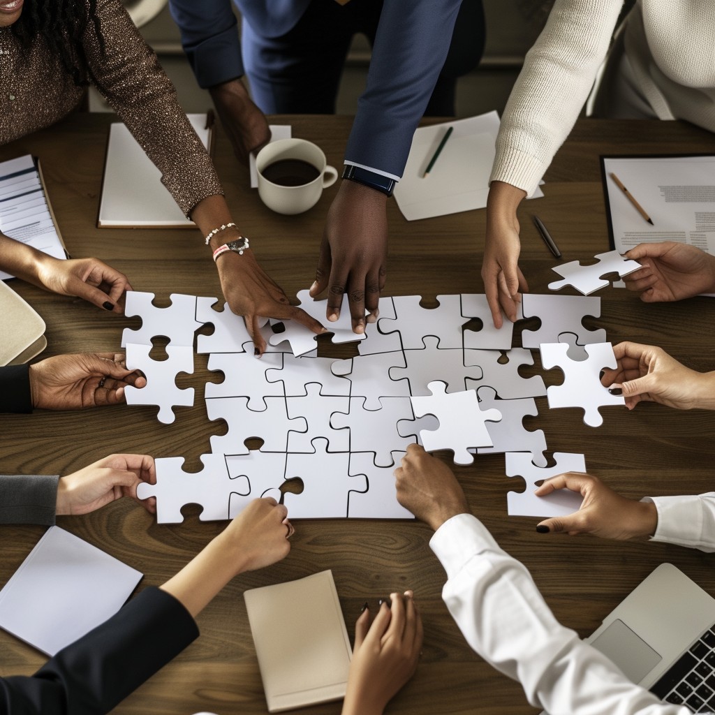 Free Team Solving Puzzle Image - Teamwork, Puzzle, Collaboration ...