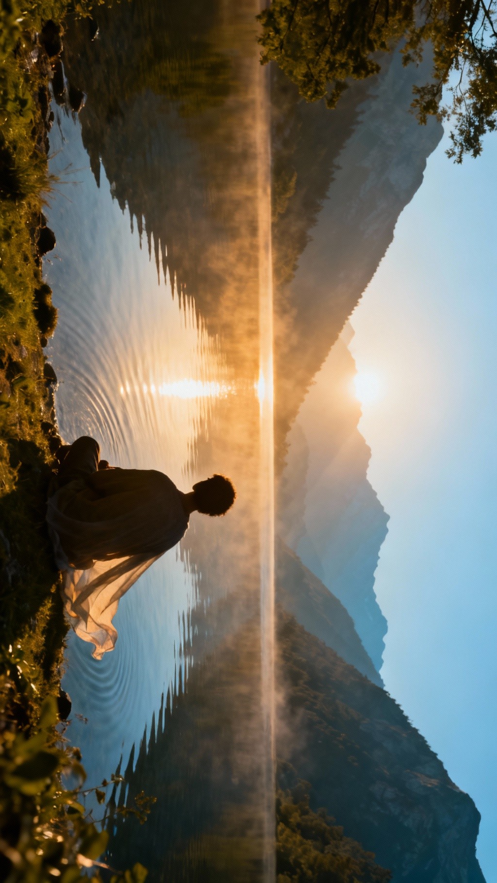 Free Lakeside Soul Reflection Photo - Silhouette, Lake, Mountains | Download at StockCake