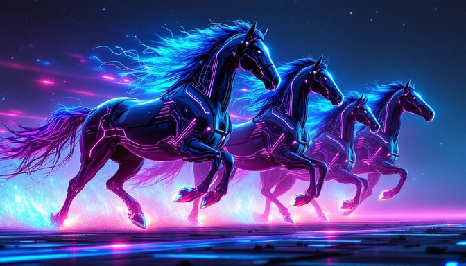 Neon Purple Horse Wallpaper